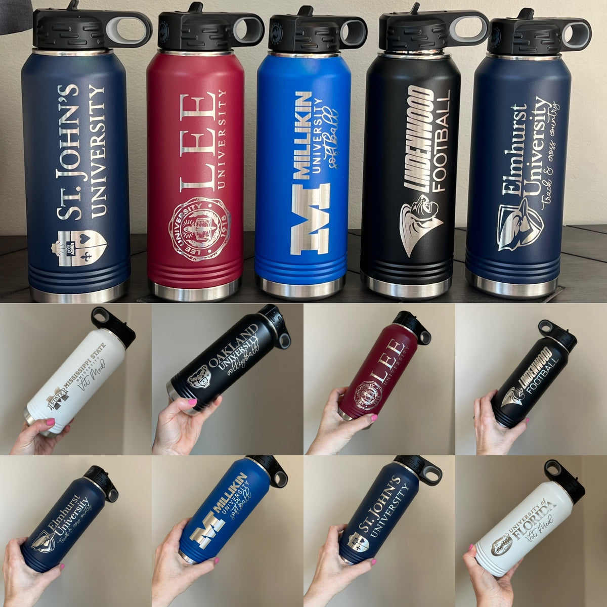 Custom Personalized College/High School Logo 32 oz Water Bottle – Sugar ...