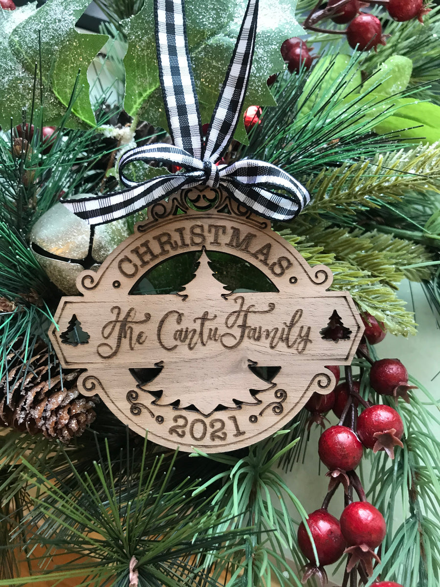 Family Name Christmas Tree Ornament Custom Engraved Personalized Ornam ...