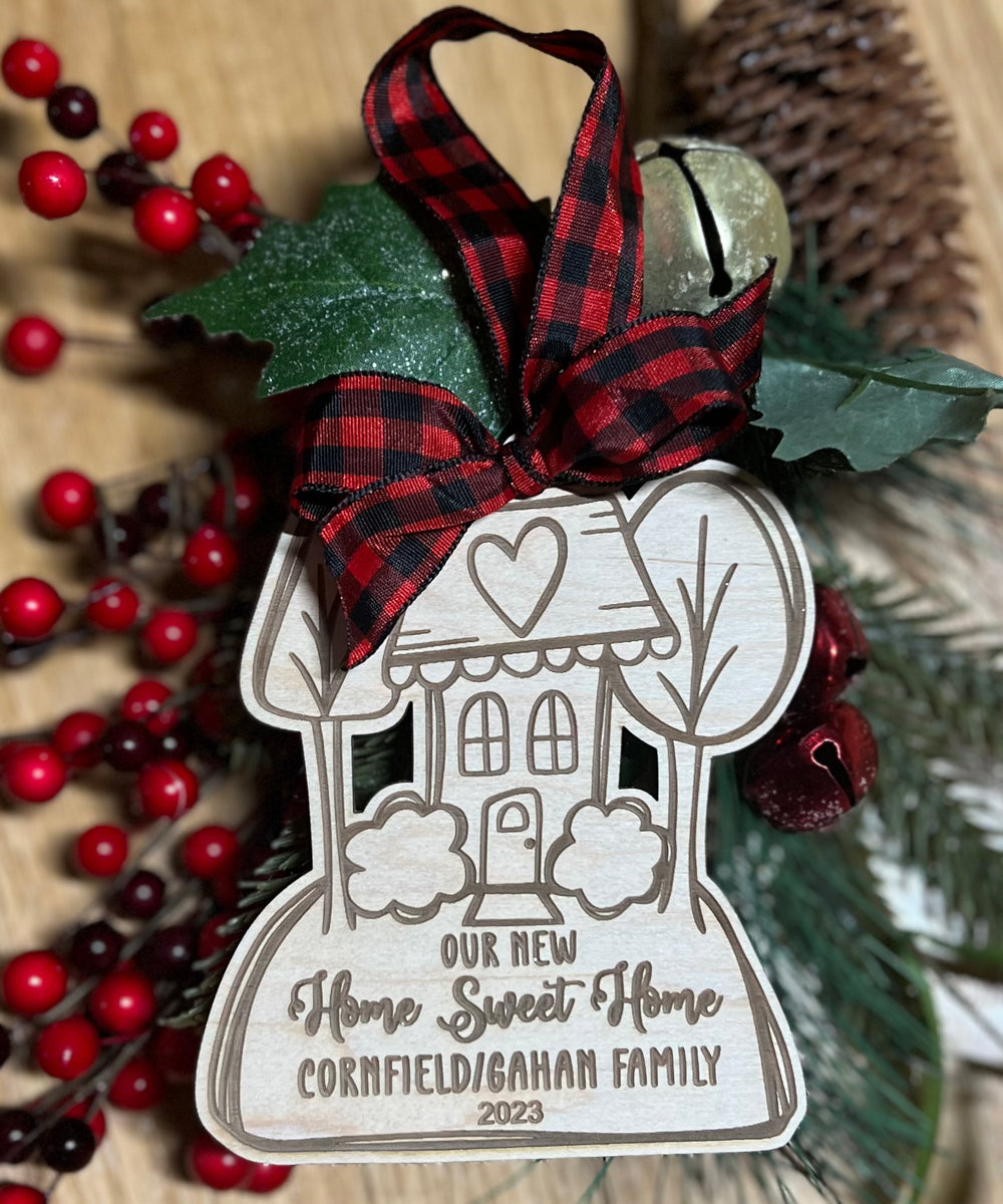 Personalized Wood New Home Ornament – Sugar Locks
