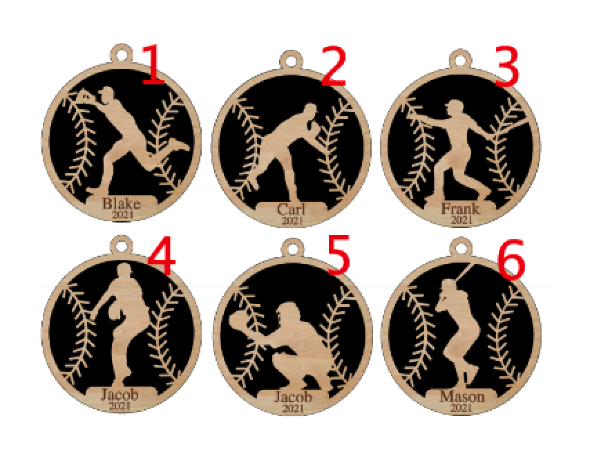 Personalized Wood Baseball Ornament Pick from 6 designs – Sugar Locks
