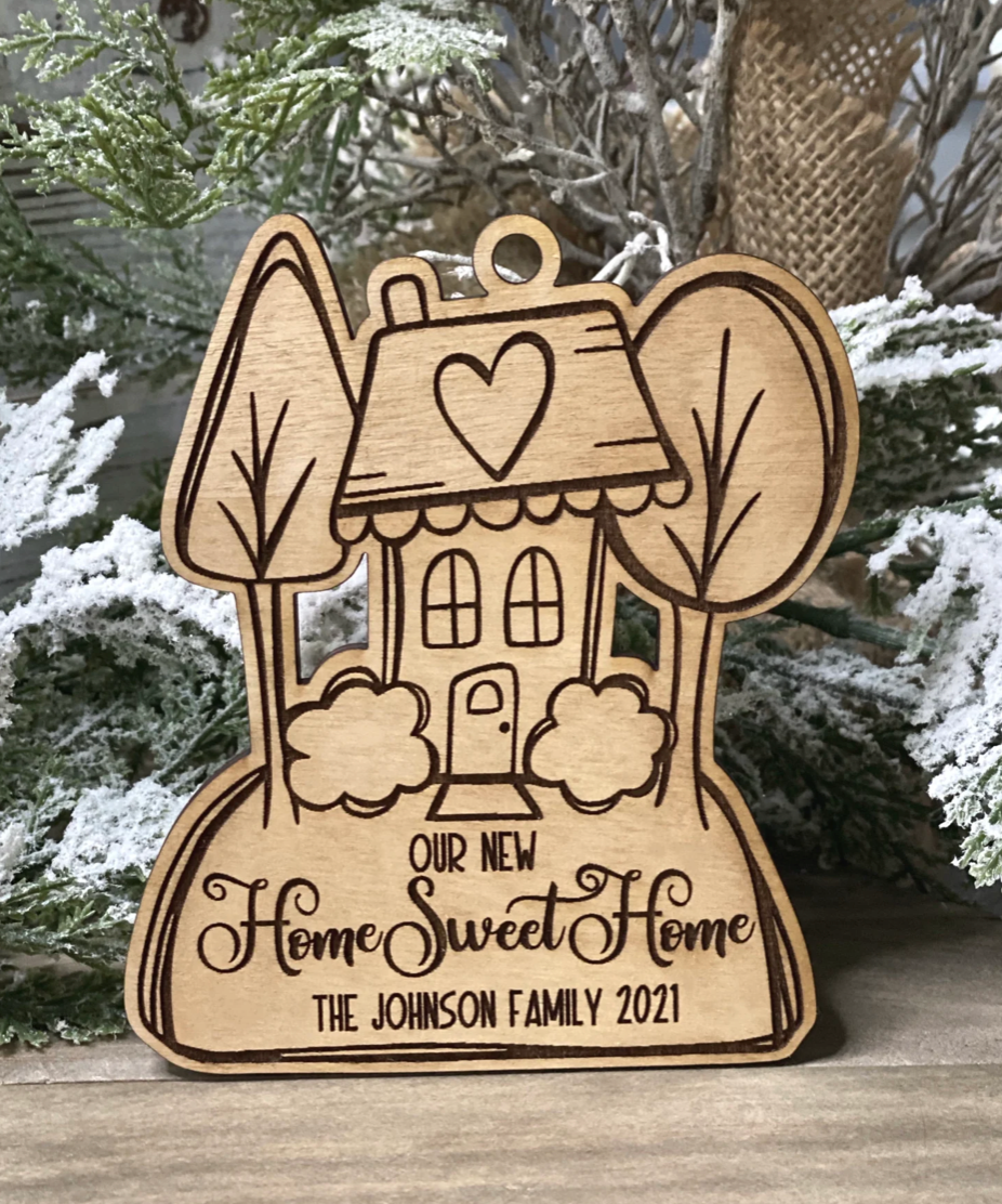 Personalized Wood New Home Ornament – Sugar Locks
