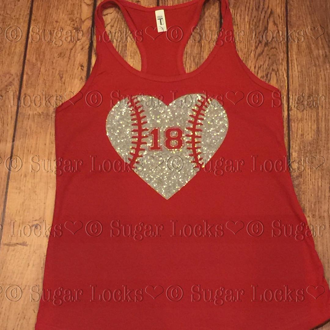 Baseball Heart Number Tank Top Custom Colors – Sugar Locks