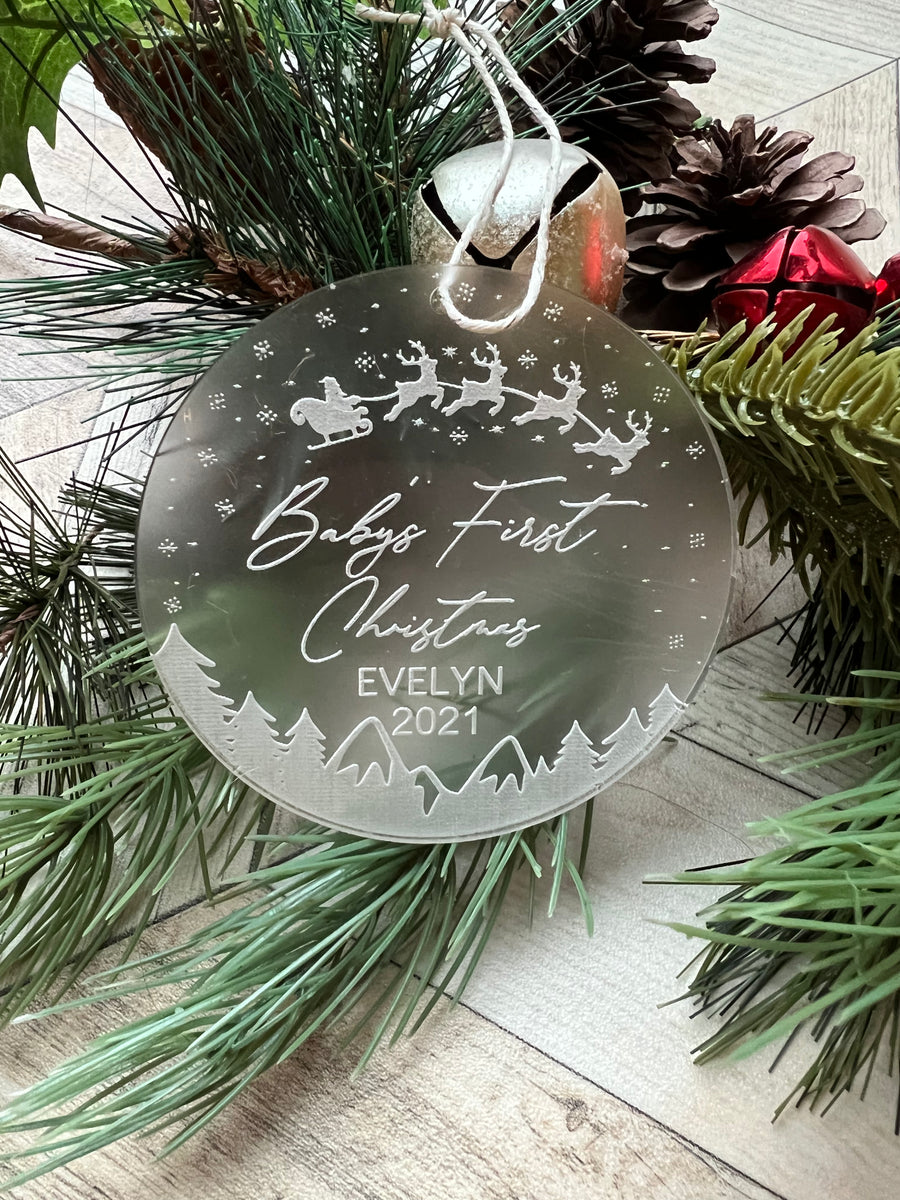Baby’s First Christmas Engraved Acrylic Ornament – Sugar Locks