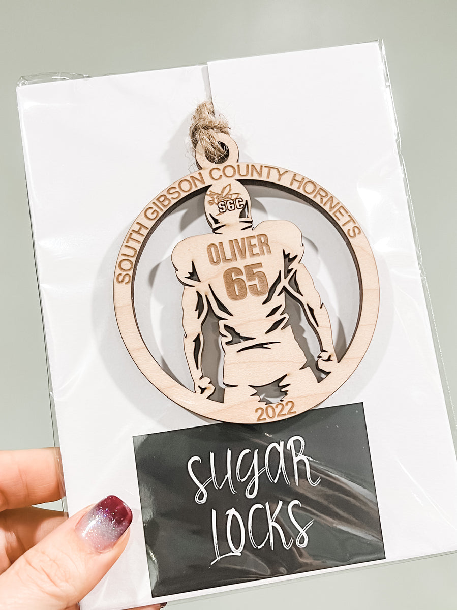 Custom Football Player Wood Ornament – Sugar Locks